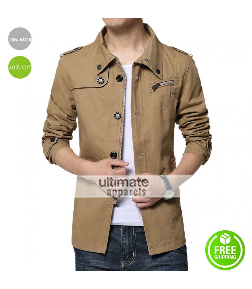 Business Style Classic Khaki Winter Military Coat