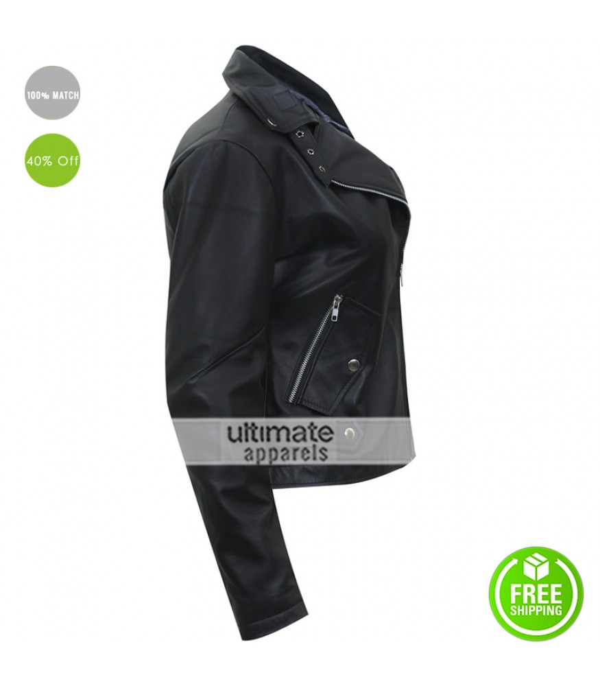 Unforgettable Poppy Montgomery Black Biker Jacket