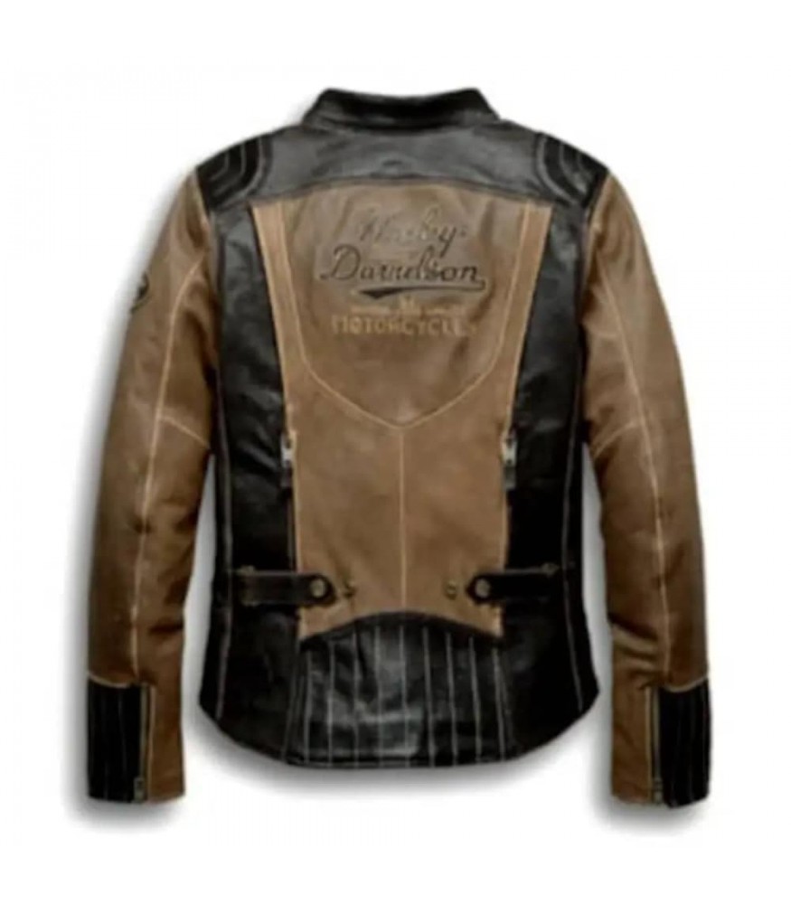 Women’s Vintage H-d Triple Leather Jacket | Harley Hd Triple Jacket