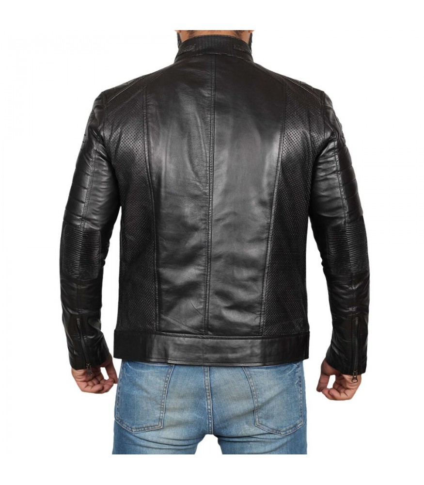 Men's Tall Cafe Racer Leather Jacket | Cafe Racer Mens Tall Jacket