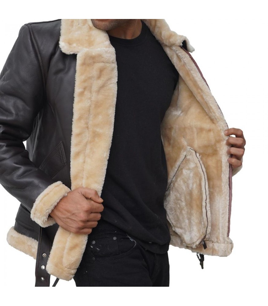 Men's Dark Brown Shearling Leather Jacket